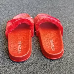 Shoes | Red Fur Rubber Sole Slip On | Poshmark